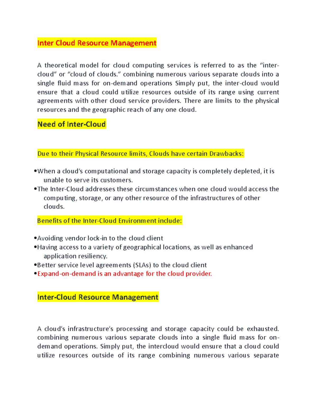 Inter Cloud Resource Management - ” combining numerous various separate clouds into a single ...