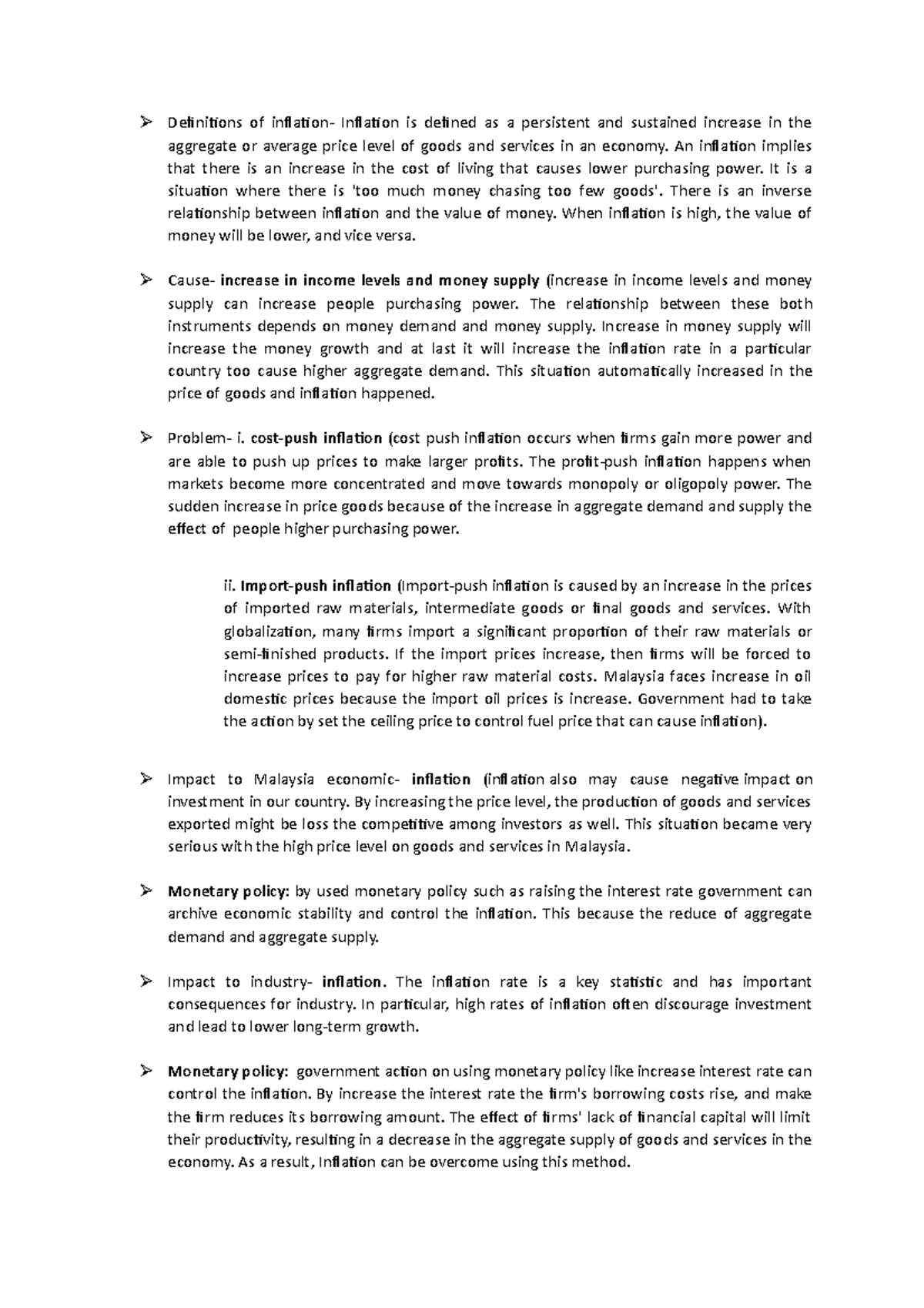 Eco531 PRESENTATION CHAPTER 10: INFLATION SUMMARY - Definitions of ...