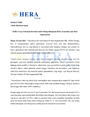 Contoh PERS Release Humed - SIARAN PERS Untuk disiarkan segera HERA ...