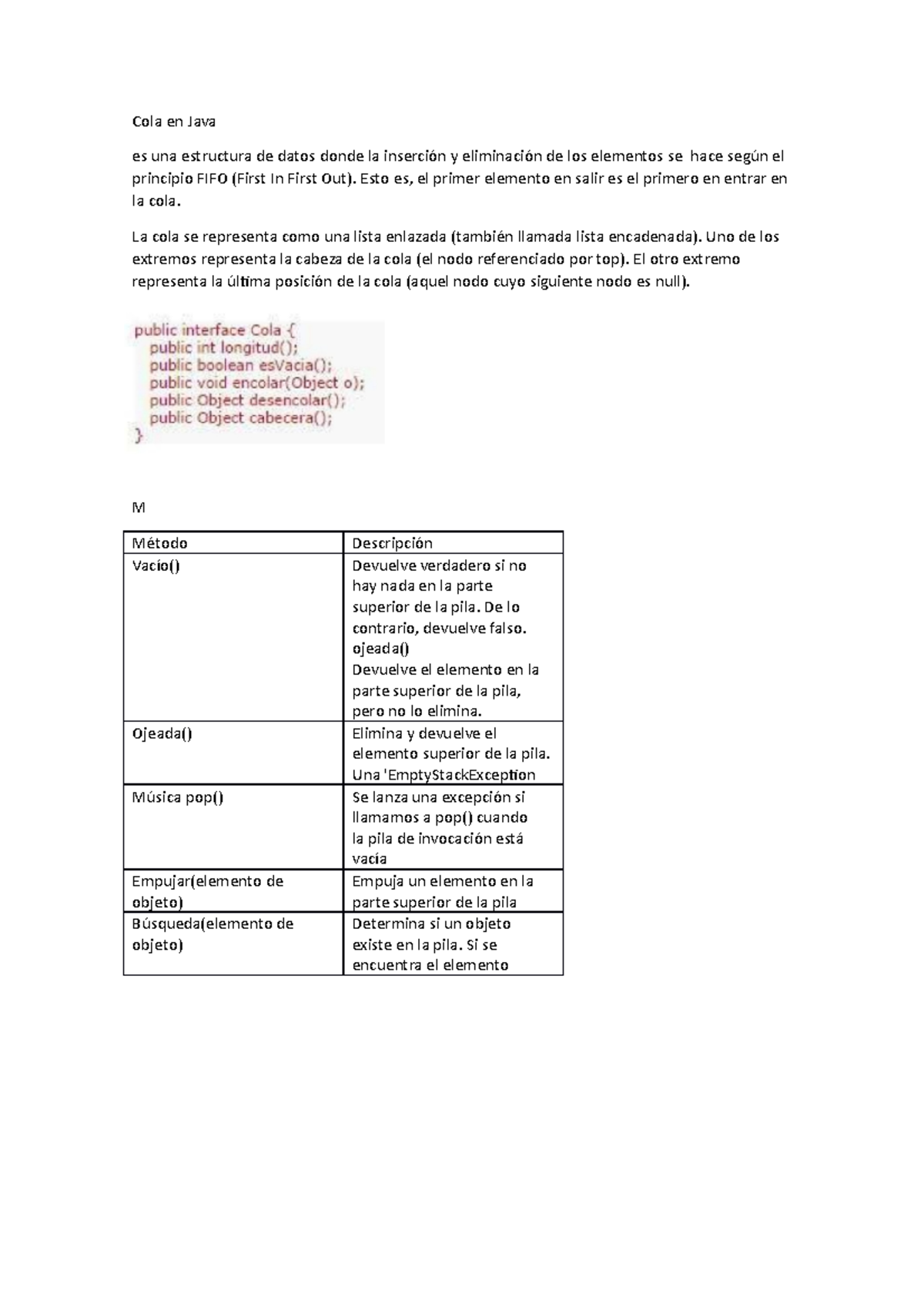 Tareamañana - Trabajo - Cola en Java es una estructura de datos donde ...