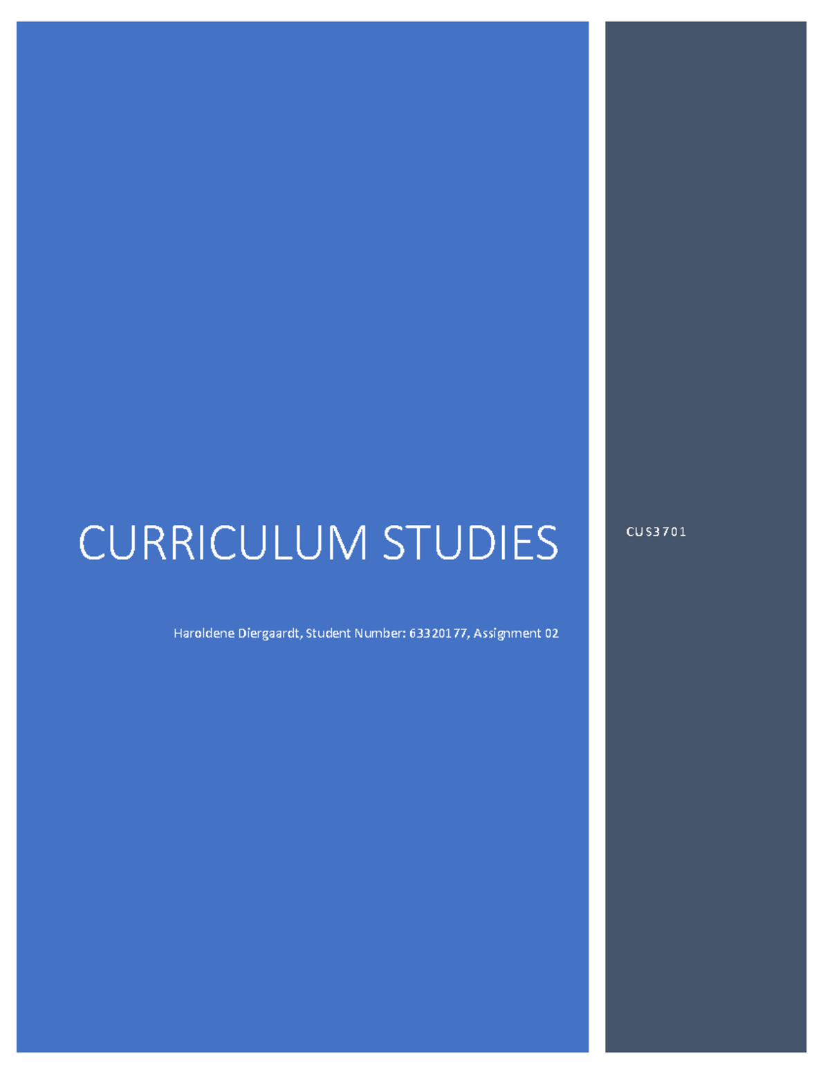 CUS3701 ass2 - Assignment is about industrial revolution - CURRICULUM ...