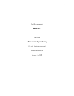 Healthassessment RUA - head to toe assessment paper - RUA: Health ...