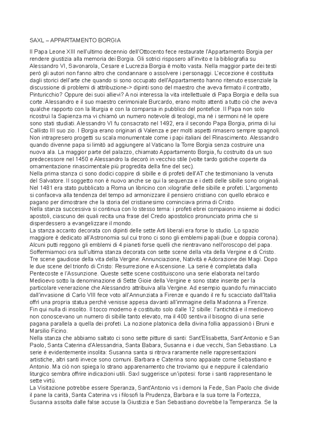 dispensa Fritz Saxl - SAXL – APPARTAMENTO BORGIA Il Papa Leone XIII ...