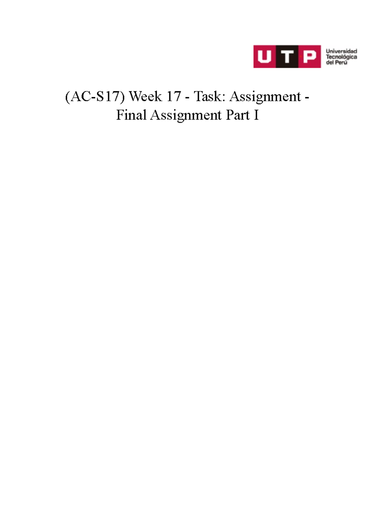 (AC-S17) Week 17 - Final l - Ingles III - (AC-S17) Week 17 - Task: Assignment - Final Assignment ...