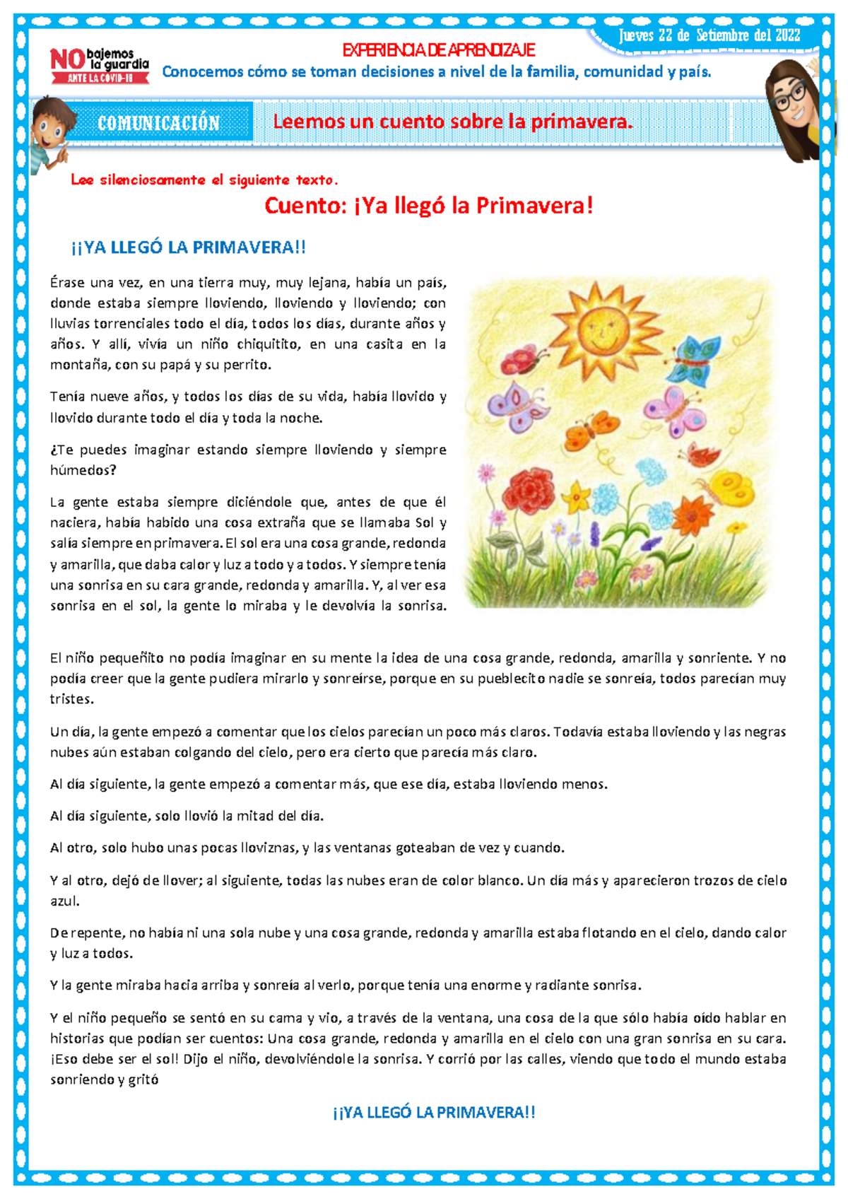 Cuento DE Primavera - Aquí encuentras la sesión de aprendizaje que ...