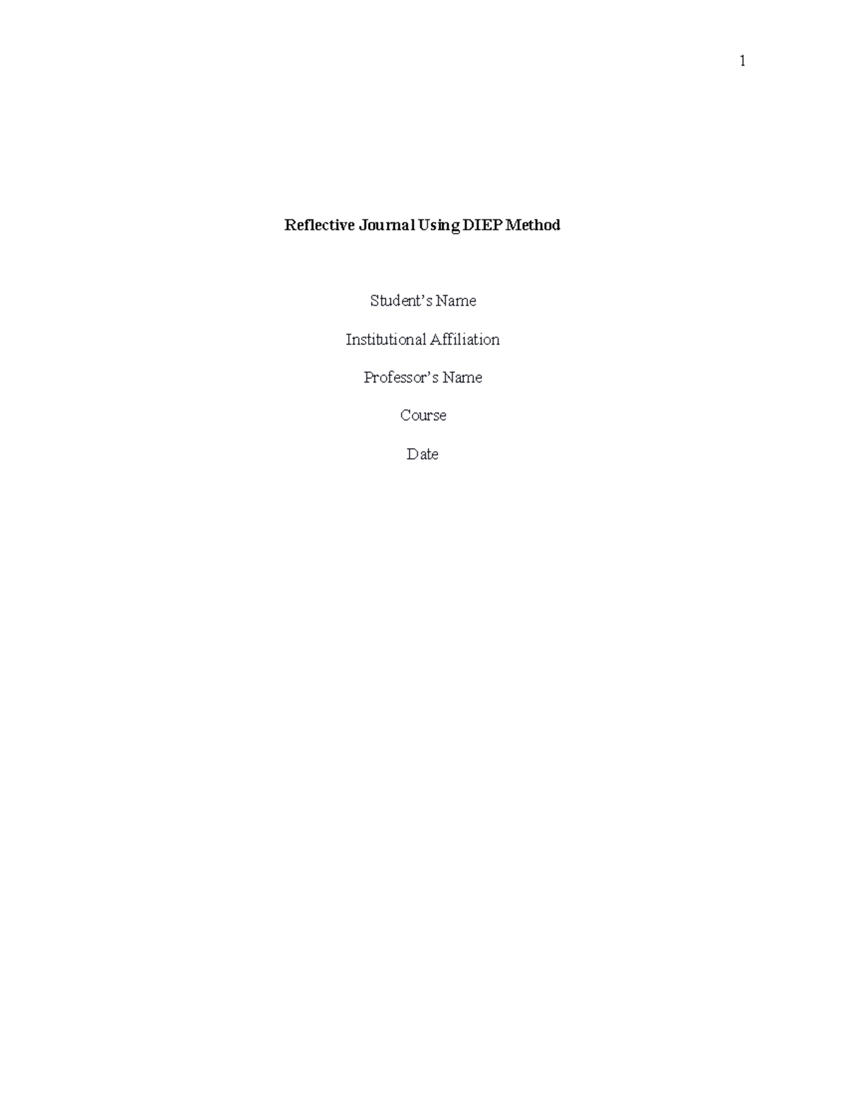 Reflective Journal Using DIEP Method - Reflective Journal Using DIEP ...