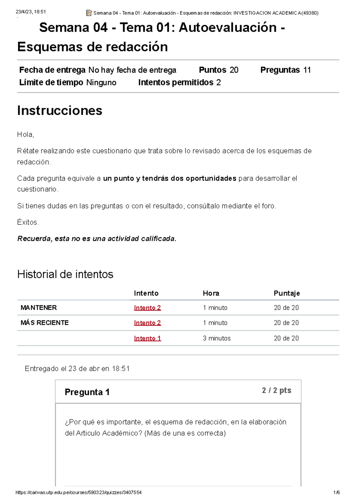 📝 Semana 04 - Tema 01 Autoevaluación - Esquemas de redacción ...