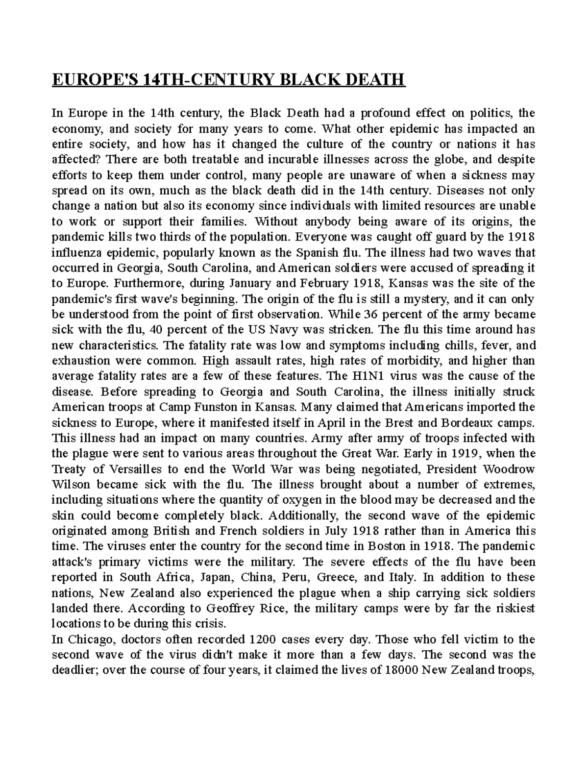 The Black Death in 14th century Europe - EUROPE'S 14TH-CENTURY BLACK ...