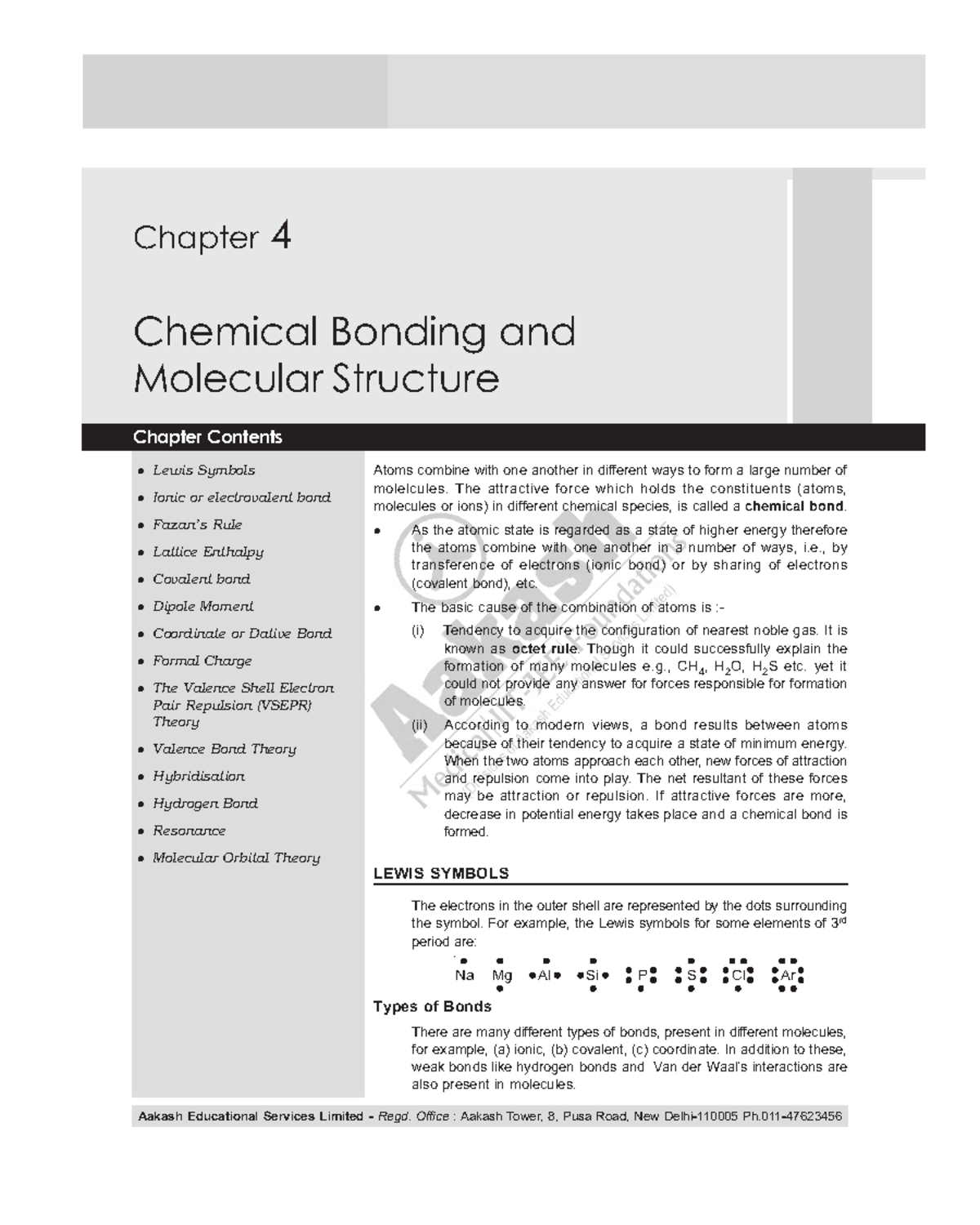 Chemical Bonding and Molecular Structure study material with practice ...