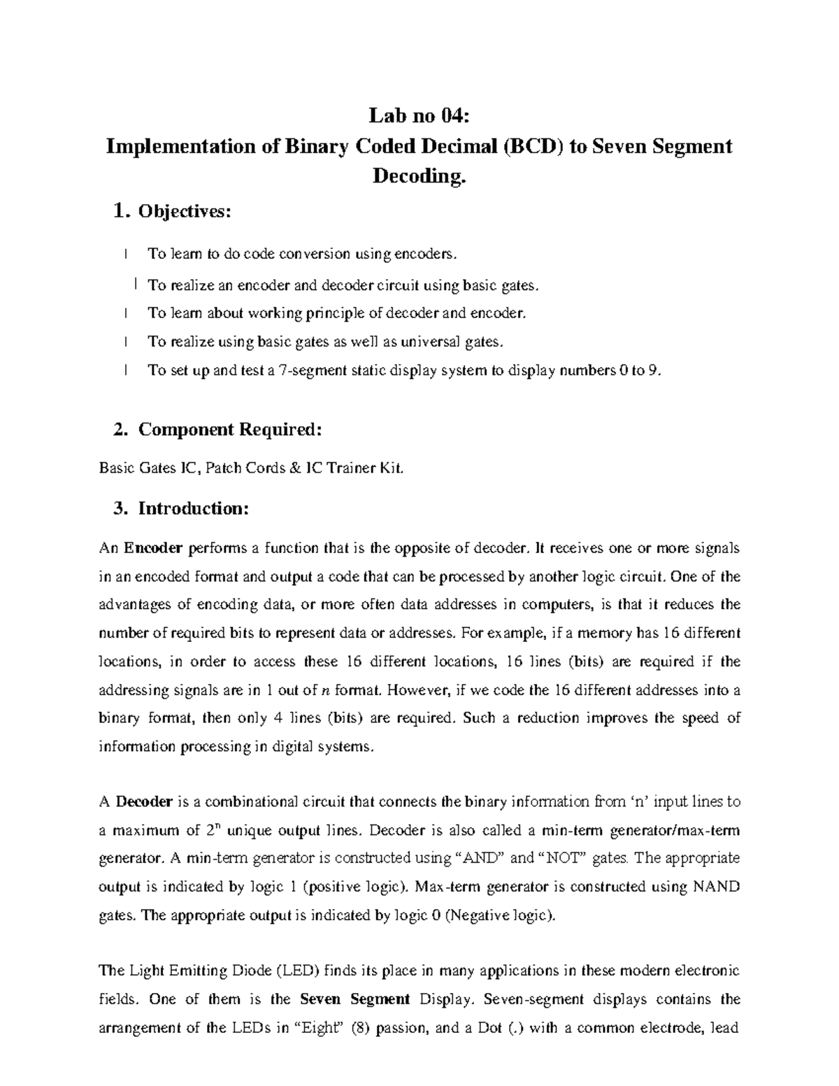 Experiment 5 - kkmm - Lab no 04: Implementation of Binary Coded Decimal ...