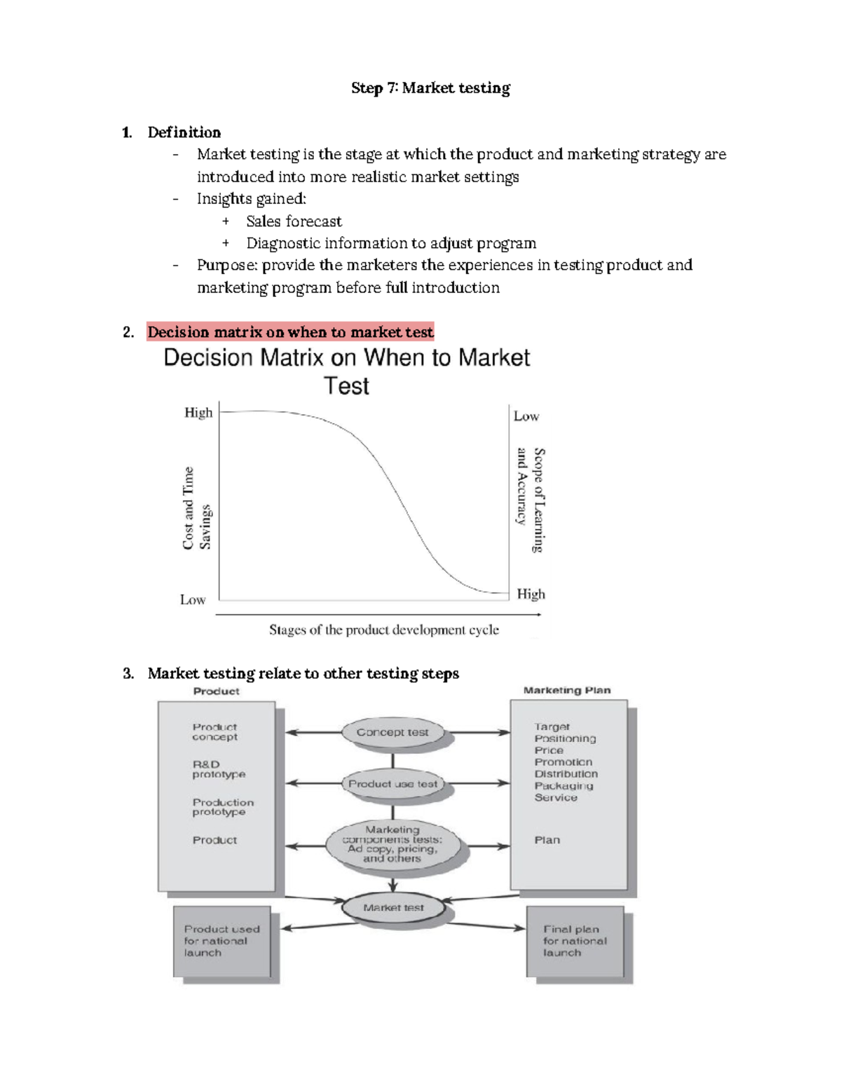 QTSP b10 - Product management - Step 7: Market testing Definition ...