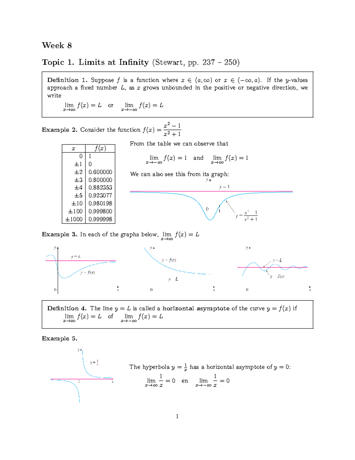 Week 8.1E Limits at Infinity fd54e042ef8aa9dcb936b3e4c6077051 - Week 8 Topic 1. Limits at ...