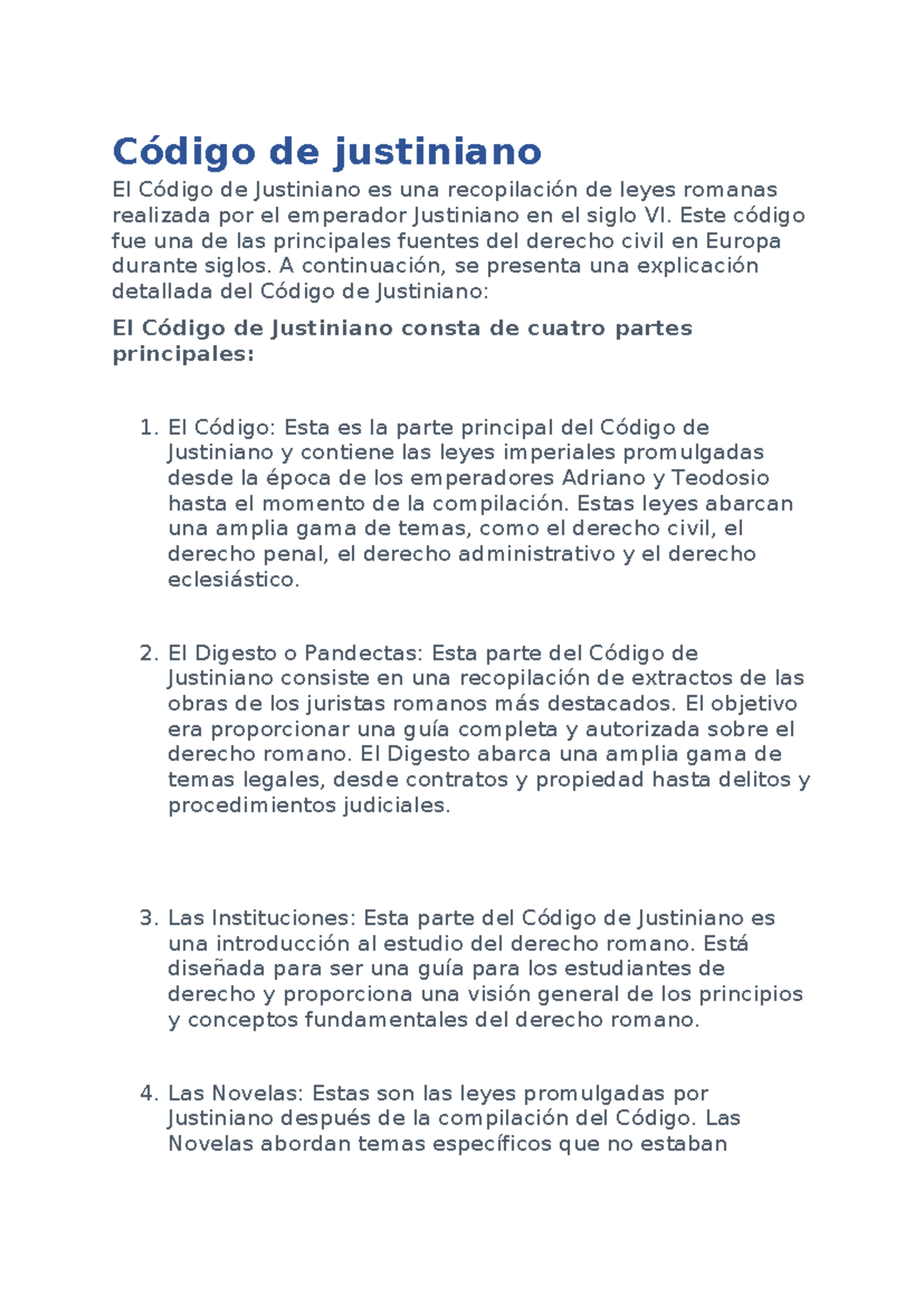 Código de justiniano - Código de justiniano El Código de Justiniano es ...