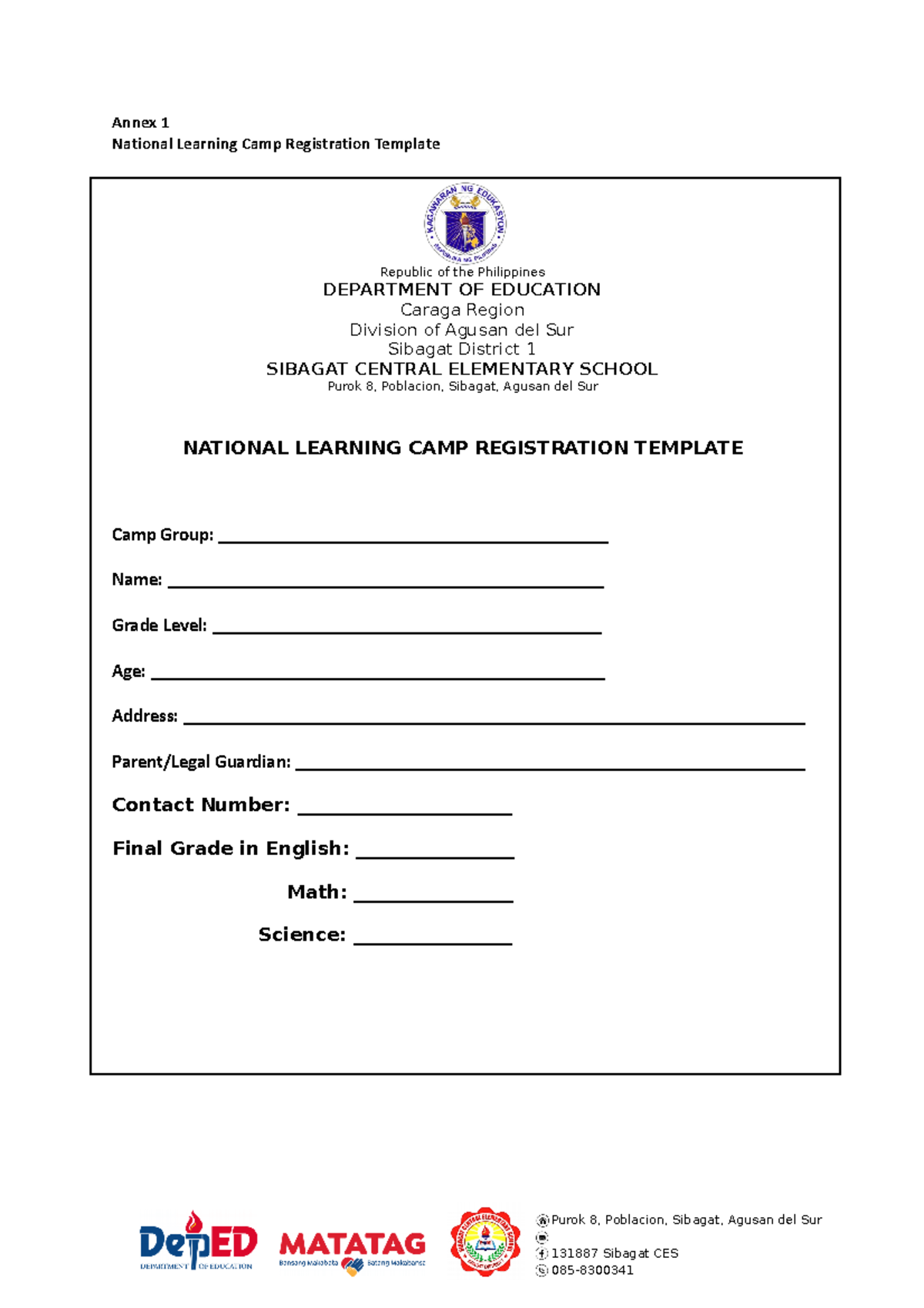 NLC REG FORM Consent - none - Purok 8, Poblacion, Sibagat, Agusan del ...