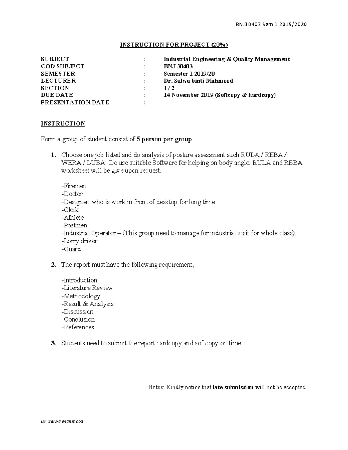 Microsoft Word - BNJ 30403 - Instruction for Project (20%) - Warning ...