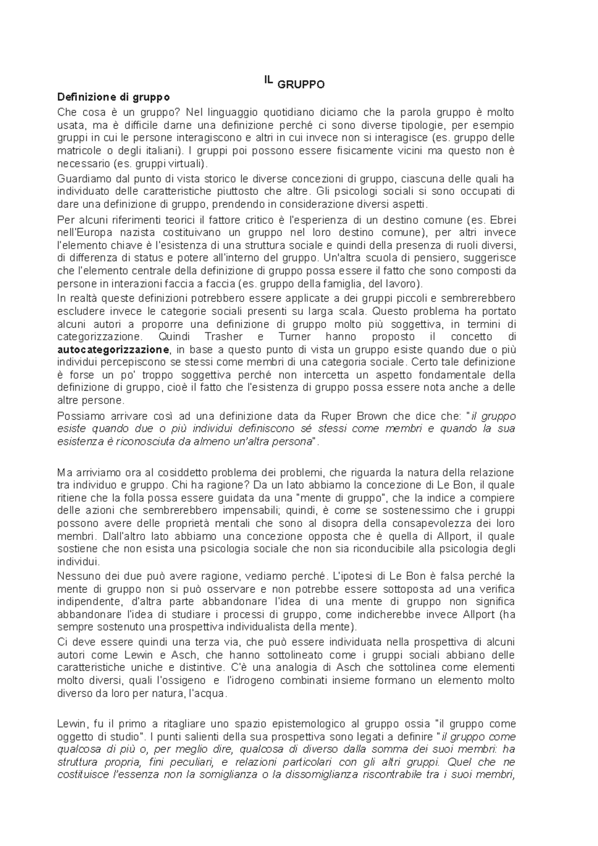 Cap. 4 IL Gruppo - IL GRUPPO Definizione di gruppo Che cosa è un gruppo ...