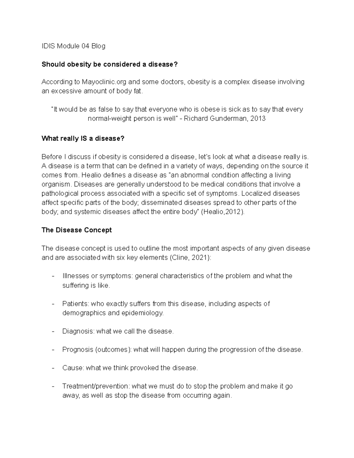 IDIS Module 04 Blog - IDIS Module 04 Blog Should obesity be considered ...