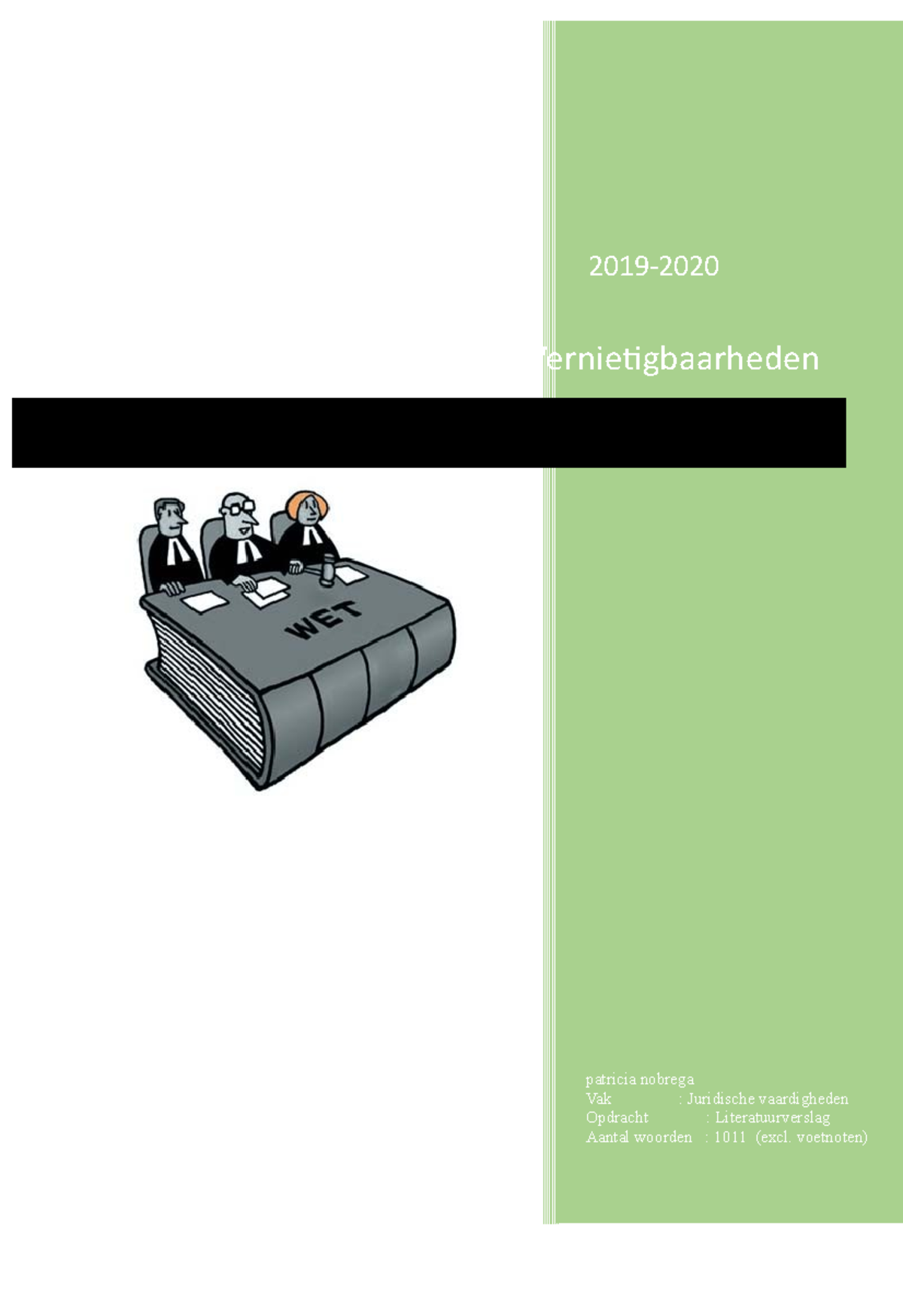 Literatuurverslag Nietig en Vernietigbaar - 2019- patricia nobrega Vak ...