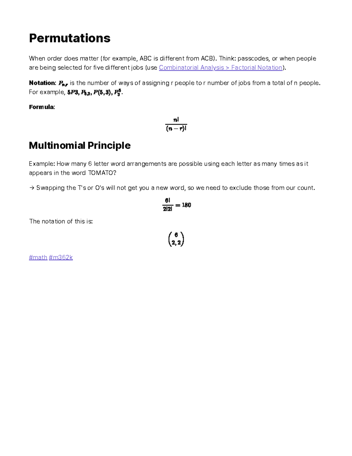 Permutations - Permutations When order does matter (for example, ABC is ...