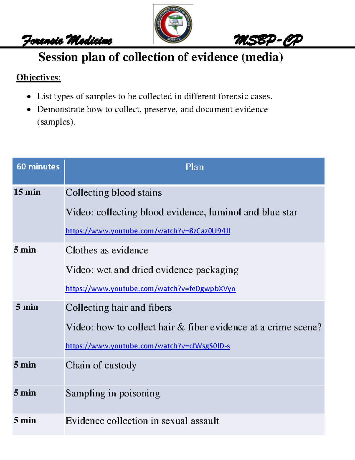Media 13 - Collection of evidence - Forensic Medicine MSBP-CP Session ...