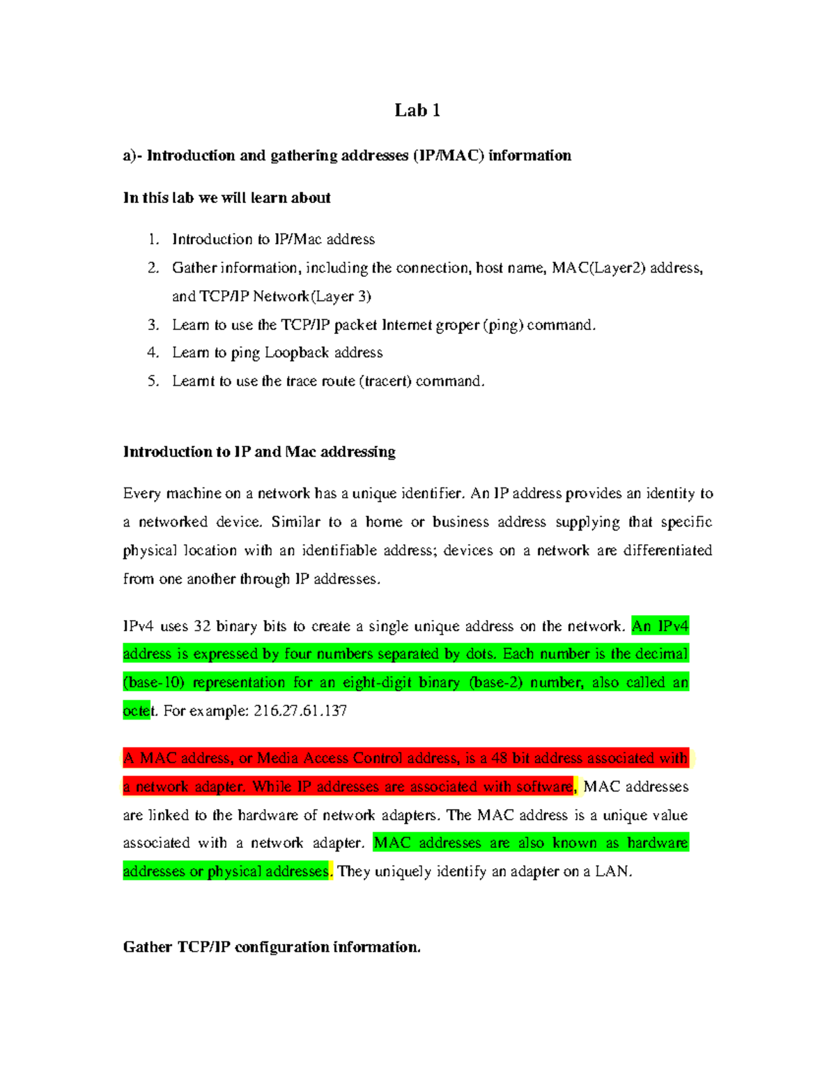 Cs610P Labs1-16 By UF - Lab 1 a)- Introduction and gathering addresses ...