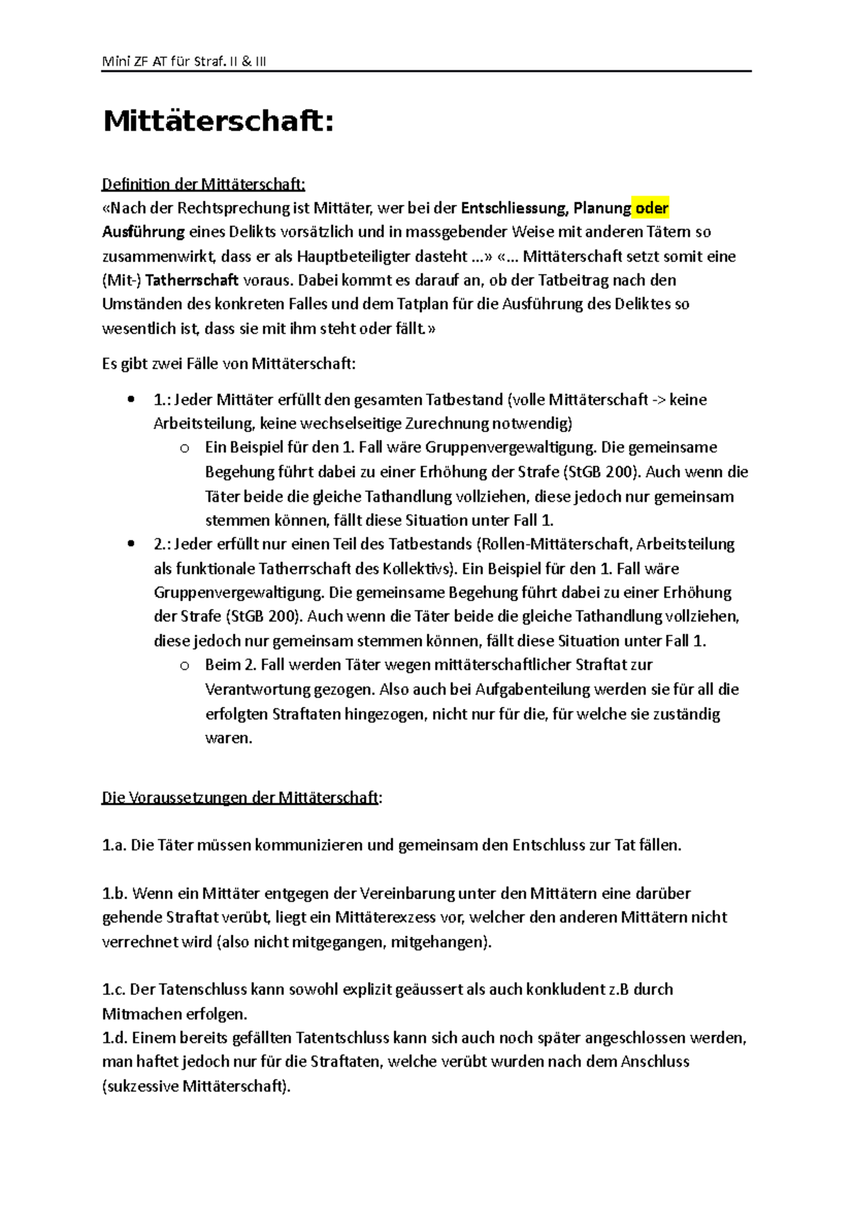 Strafrecht Allgemeiner Teil Schemas, Kurzzusammenfassung ...