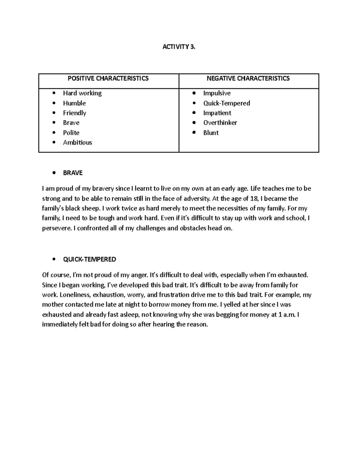 Activity 3.-WPS Office - ACTIVITY 3. POSITIVE CHARACTERISTICS NEGATIVE ...