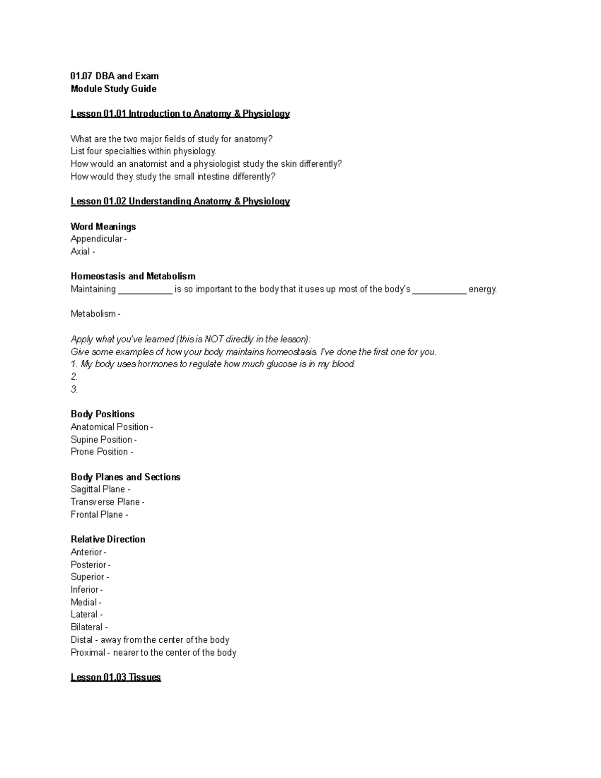 01.07 DBA and Exam Module Study Guide - Studocu