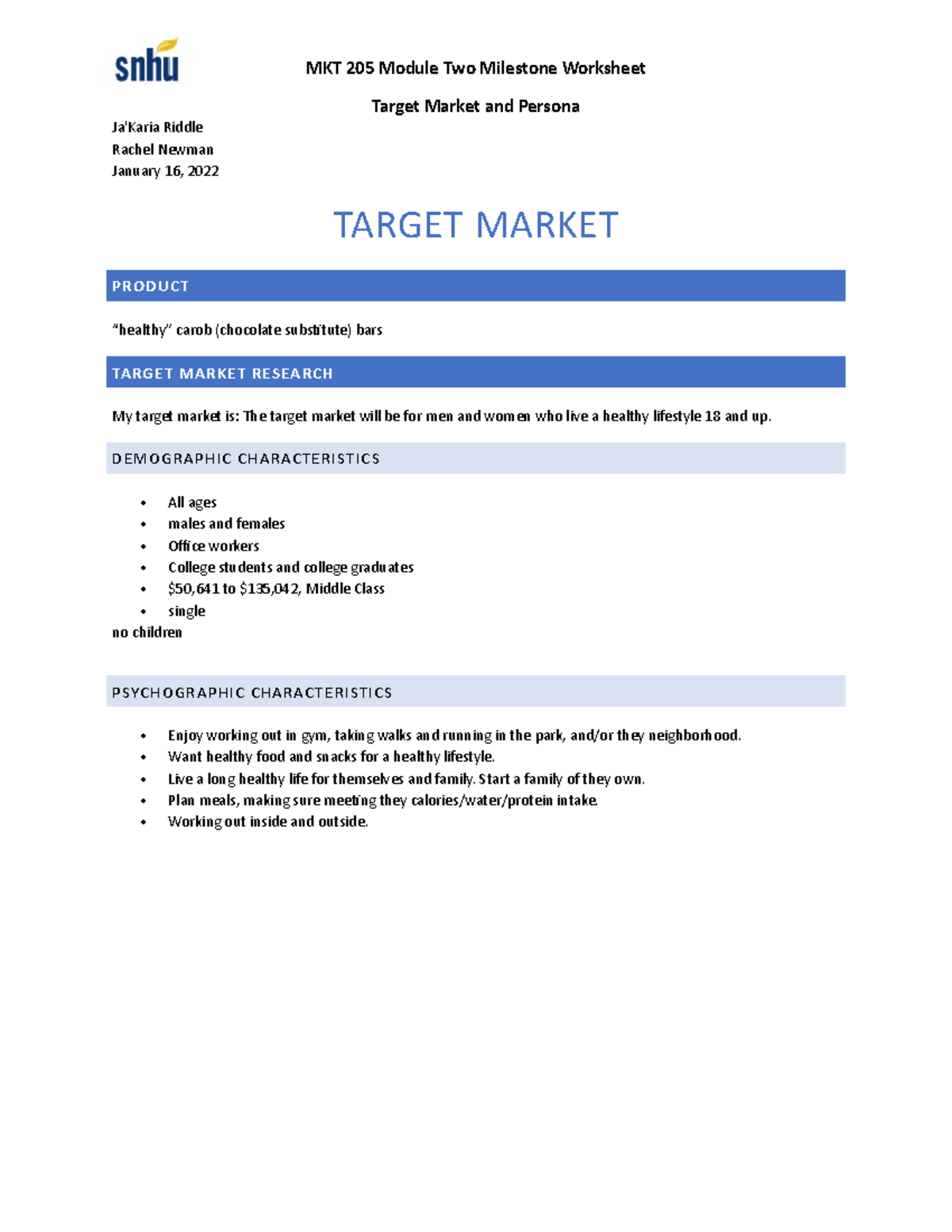 MKT205 Module Two Milestone Carob - MKT 205 Module Two Milestone ...
