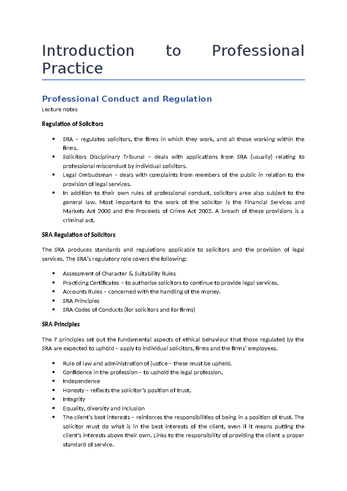 Introduction to Professional Practice - Introduction to Professional ...