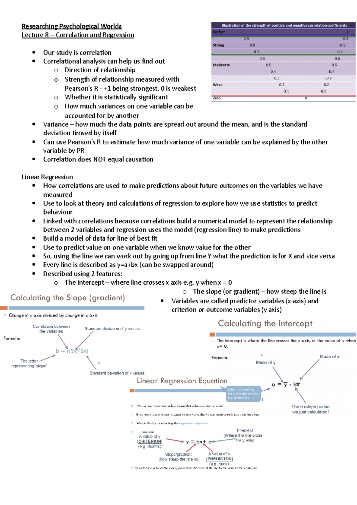 L8 - Correlation and Regression - Researching Psychological Worlds ...