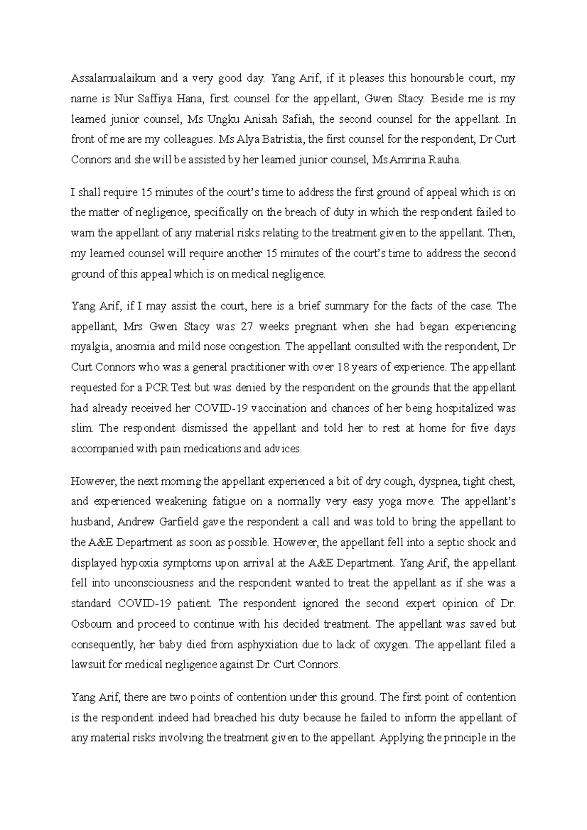 Script mooting - Assalamualaikum and a very good day. Yang Arif, if it ...