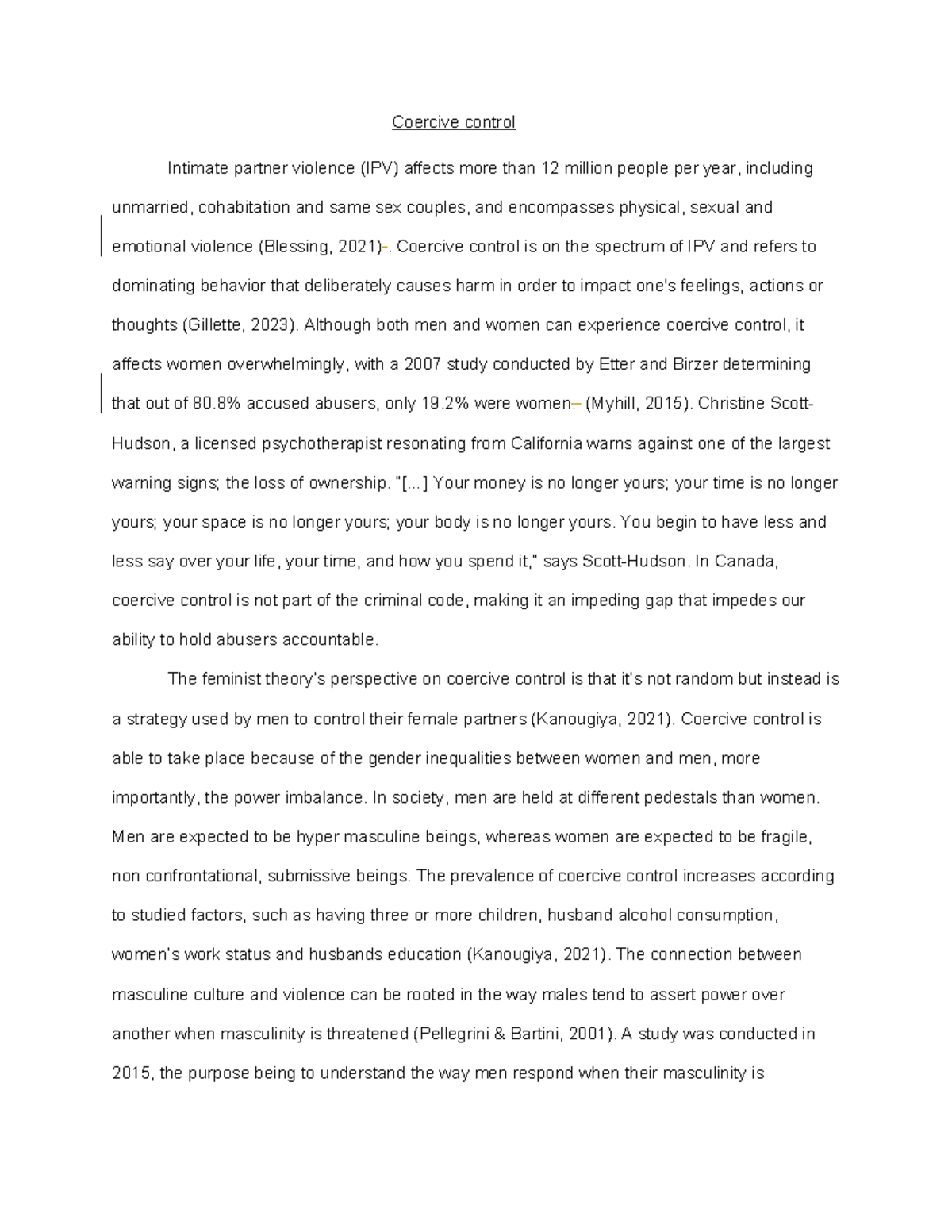 Coercive control - Coercive control Intimate partner violence (IPV ...