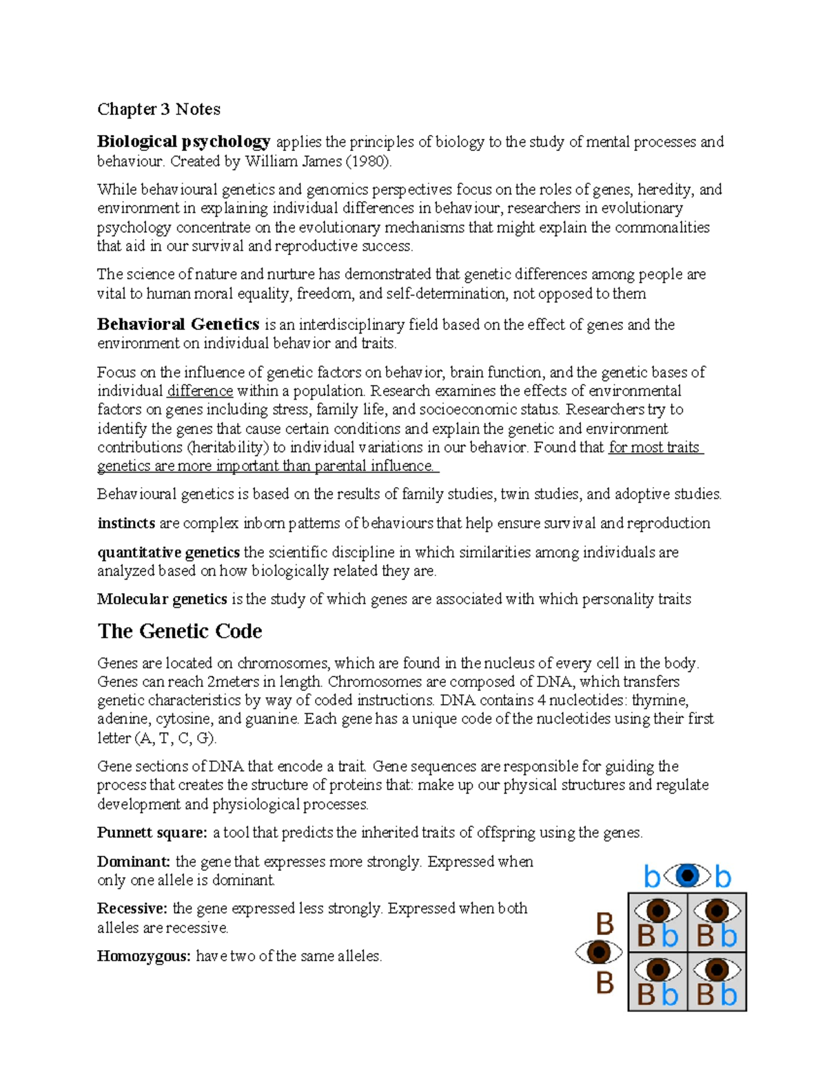 Module 3 - Chapter 4 Notes - Chapter 3 Notes Biological psychology ...