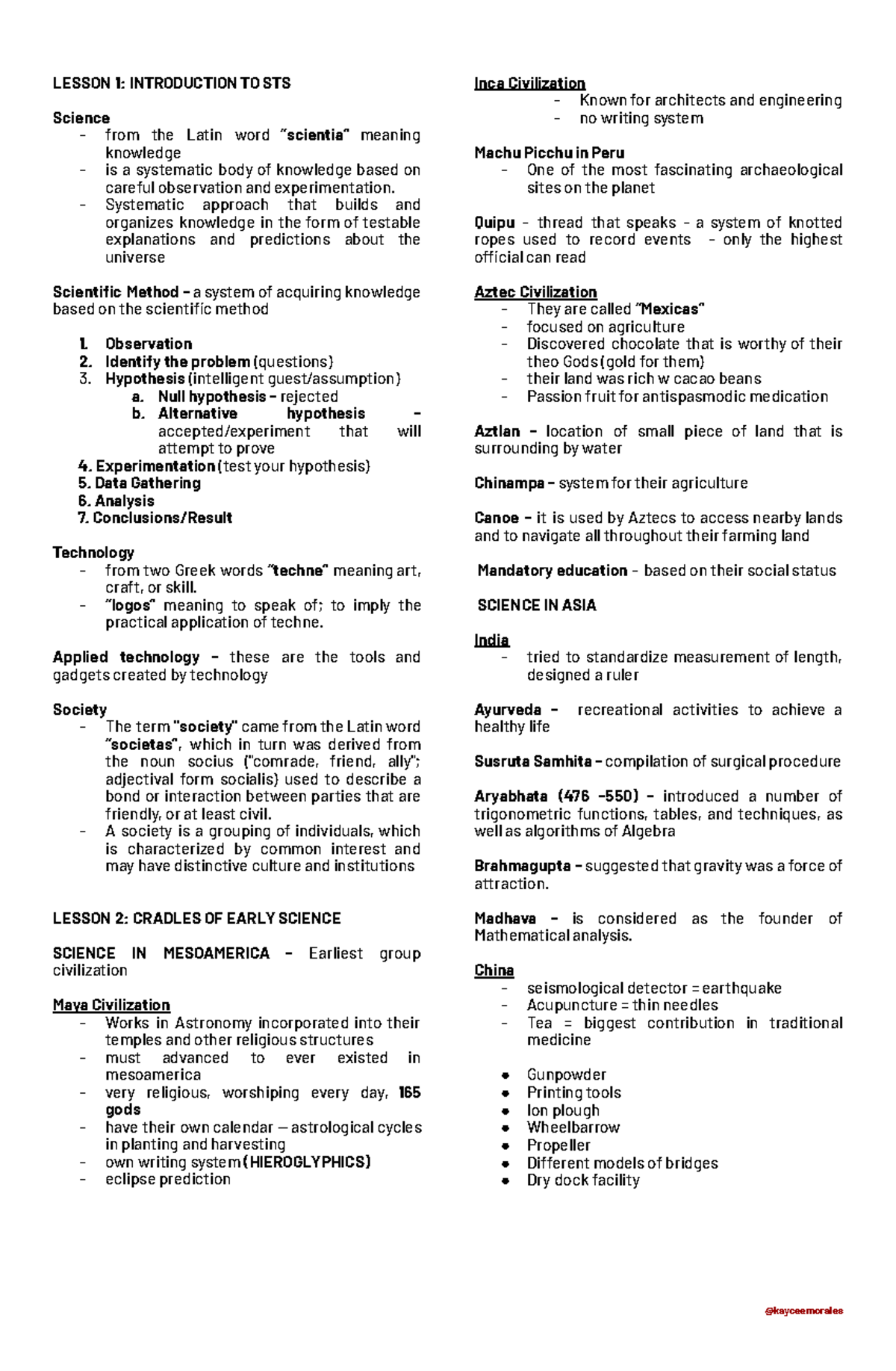 STS - notes for sts lesson 1-7 - LESSON 1: INTRODUCTION TO STS Science ...
