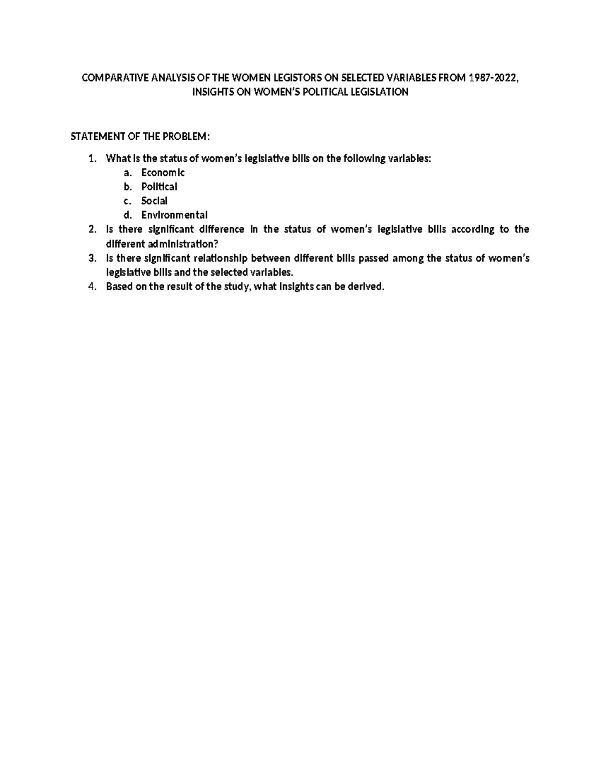 Comparative Analysis - Study of laws passed - COMPARATIVE ANALYSIS OF ...