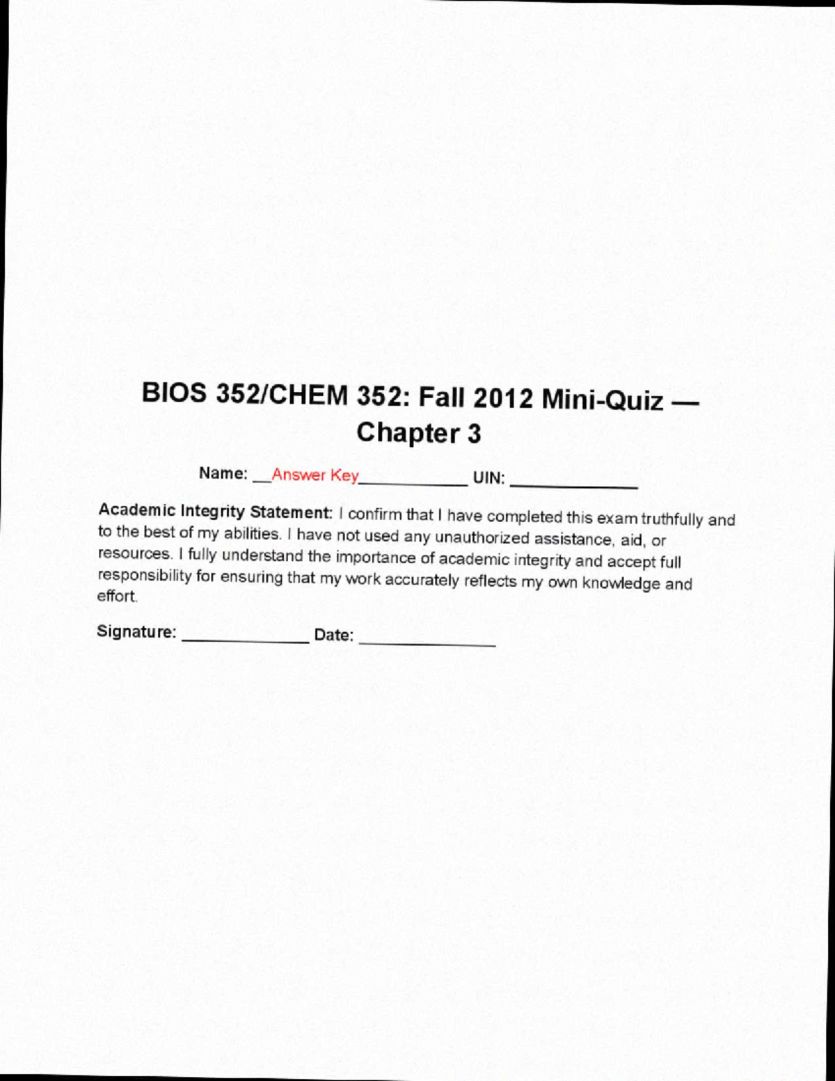 F 12 quiz 2 - quiz practice - BIOS 352: Fall 2012 Chapter 3 Name ...