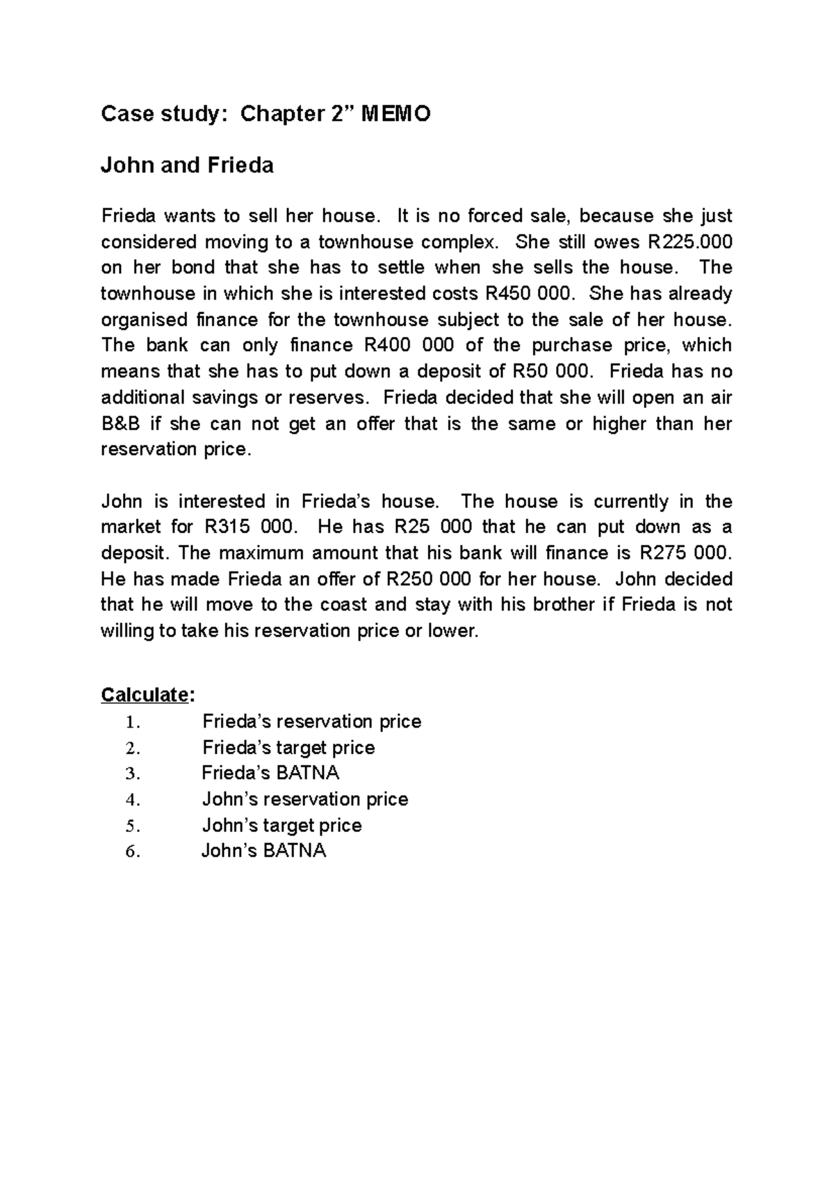 Chapter 2 case study memo for practice - BER 210 - UP - Studocu