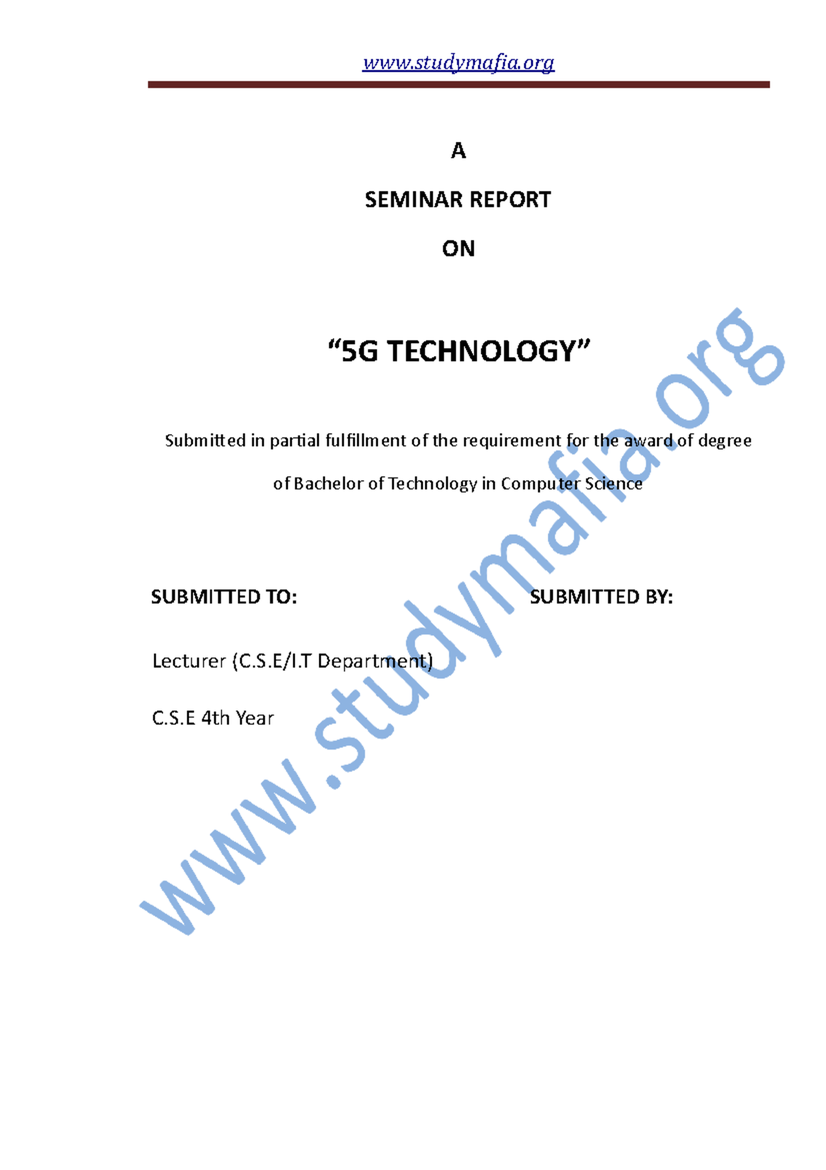 CSE 5G Technology Report PDF - “5G TECHNOLOGY” Submitted in partial ...