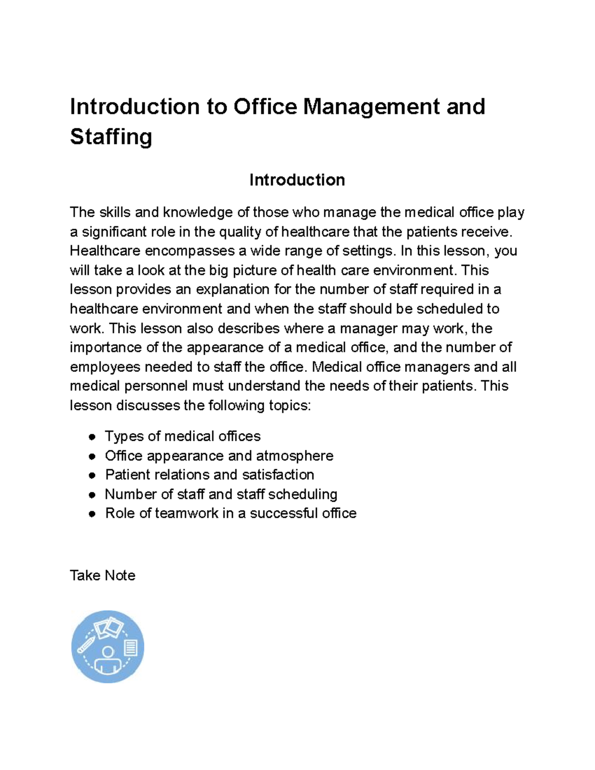 Introduction to Office Management and Staffing - Introduction to Office ...