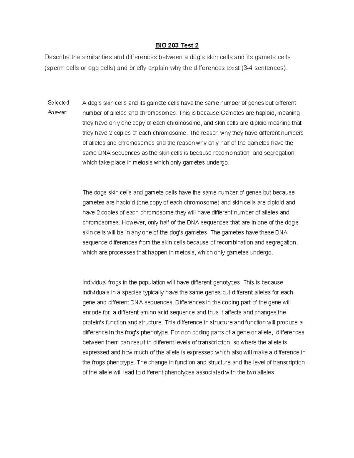 BIO201 TEST 2 - Unit 2 test questions and answers. - BIO 203 Test 2 ...