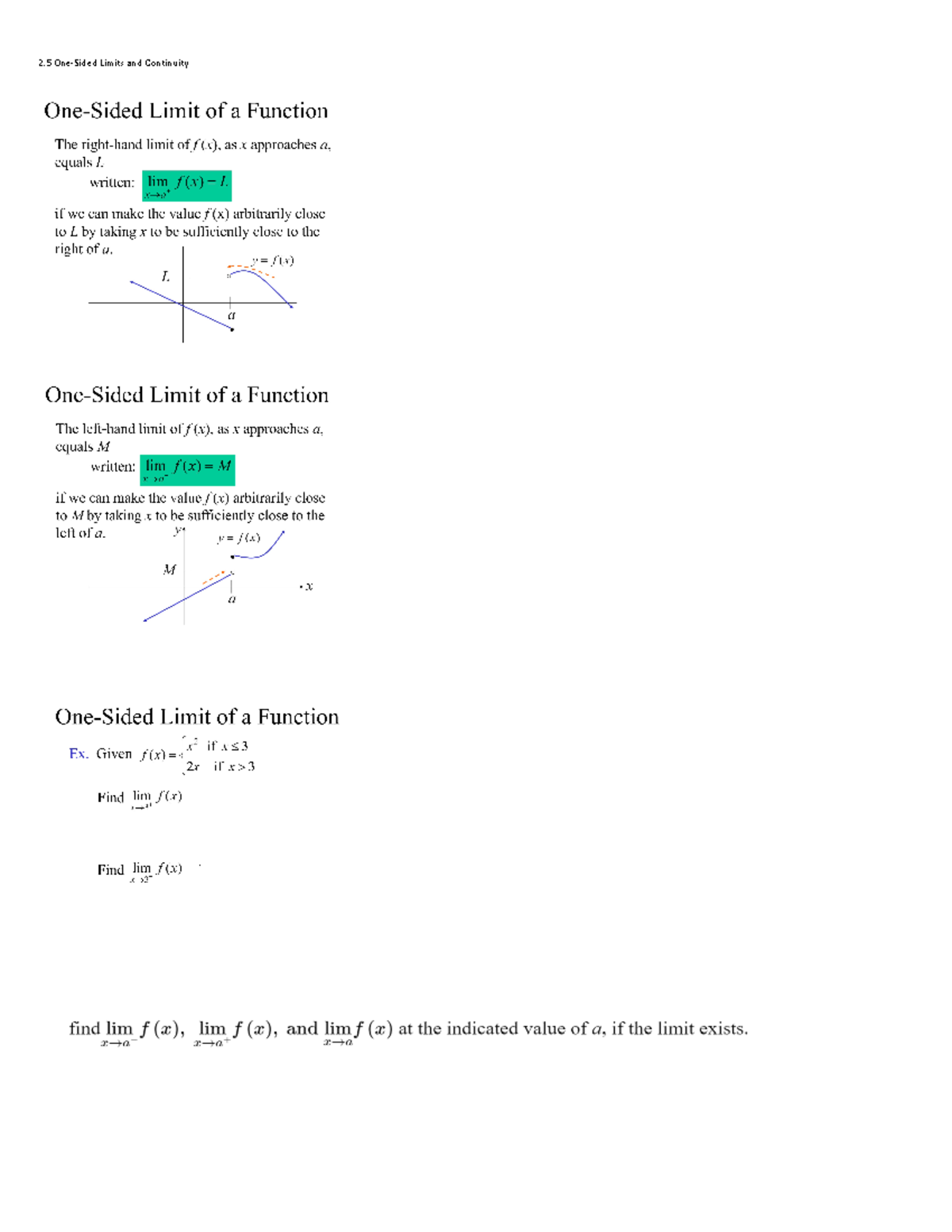 2 - Lecture notes from class - 2 Limits and Continuity Limit of a ...
