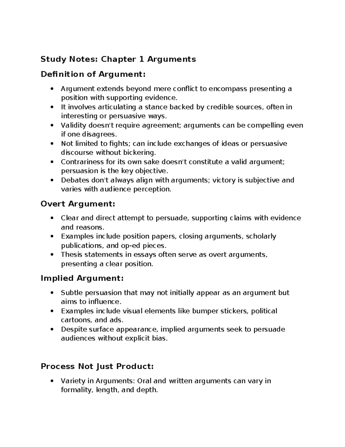 Study Notes Chapter 1 Arguments SEC-106 - Study Notes: Chapter 1 ...