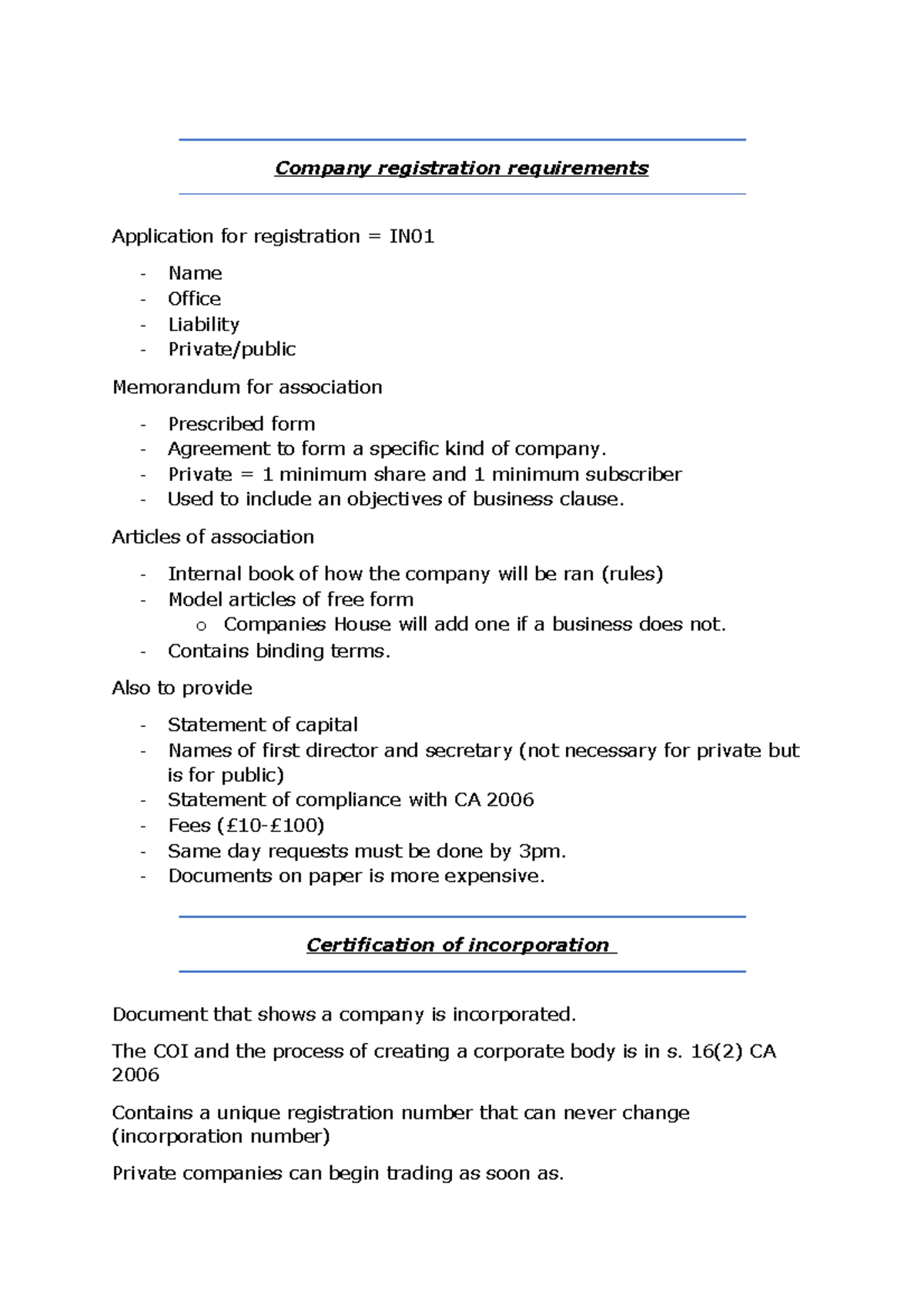 Company registration requirements - L1 - Company registration ...