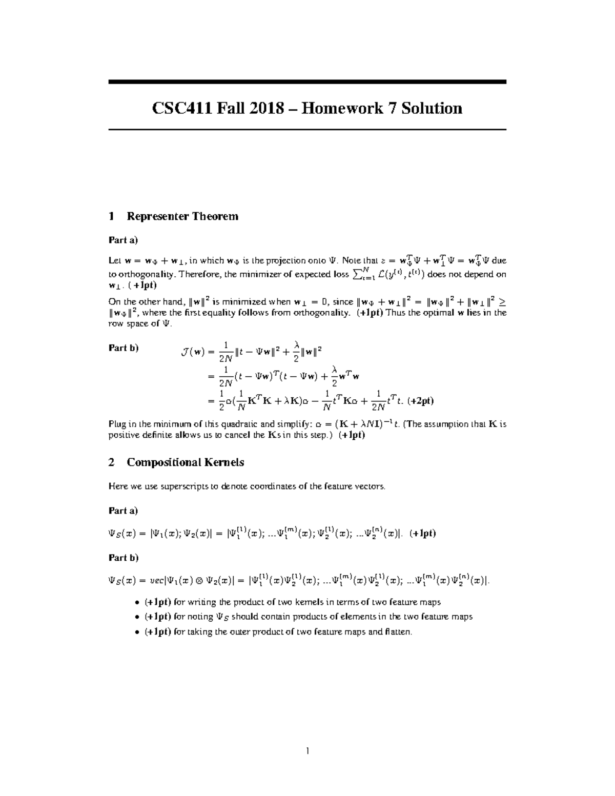 HW7 Solution - CSC411 Fall 2018 – Homework 7 Solution 1 Representer ...