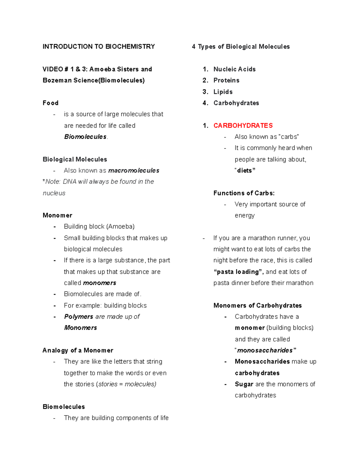 Biochemistry - Introduction to Biochemistry - INTRODUCTION TO ...