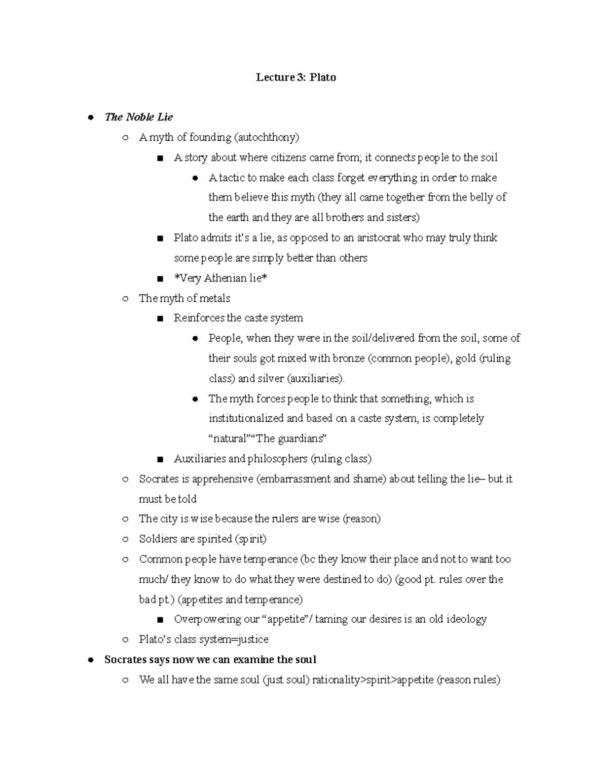 Plato, Lecture 3 - Noga Rotem - Lecture 3: Plato The Noble Lie A myth ...