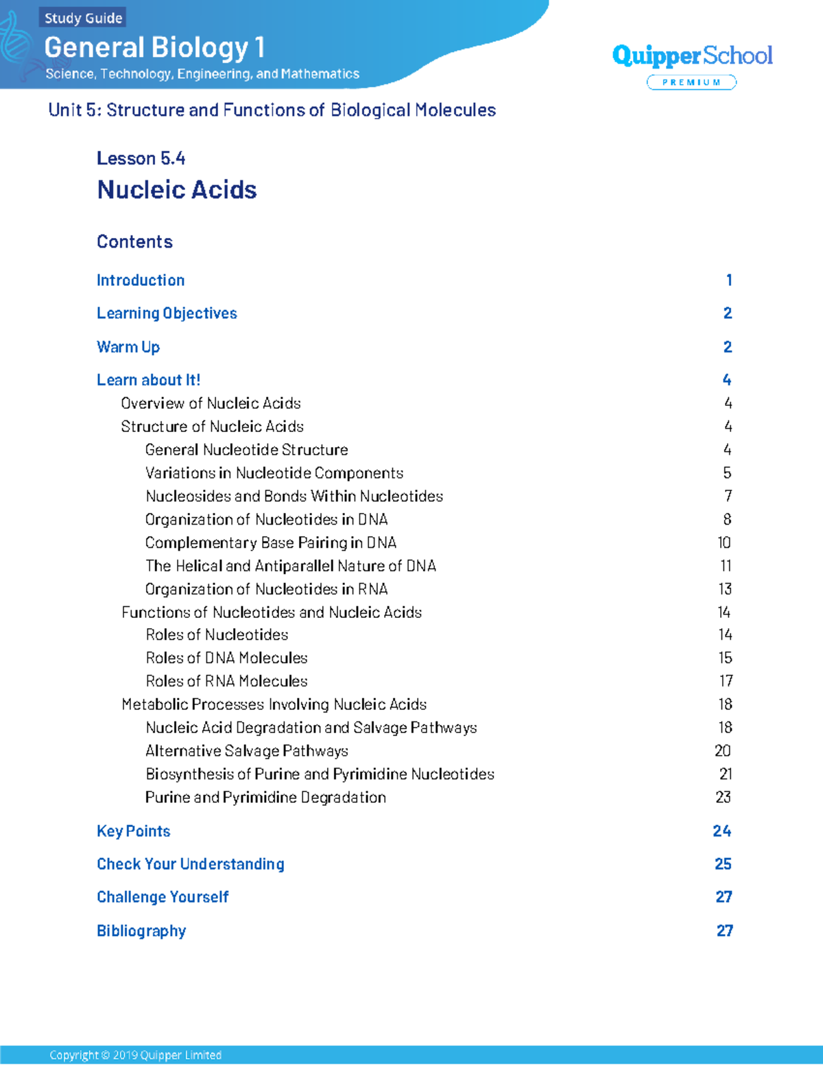 BIO1 11 12 Q1 0504 FD - Nucleic Acids Lesson 5. Introduction Contents ...