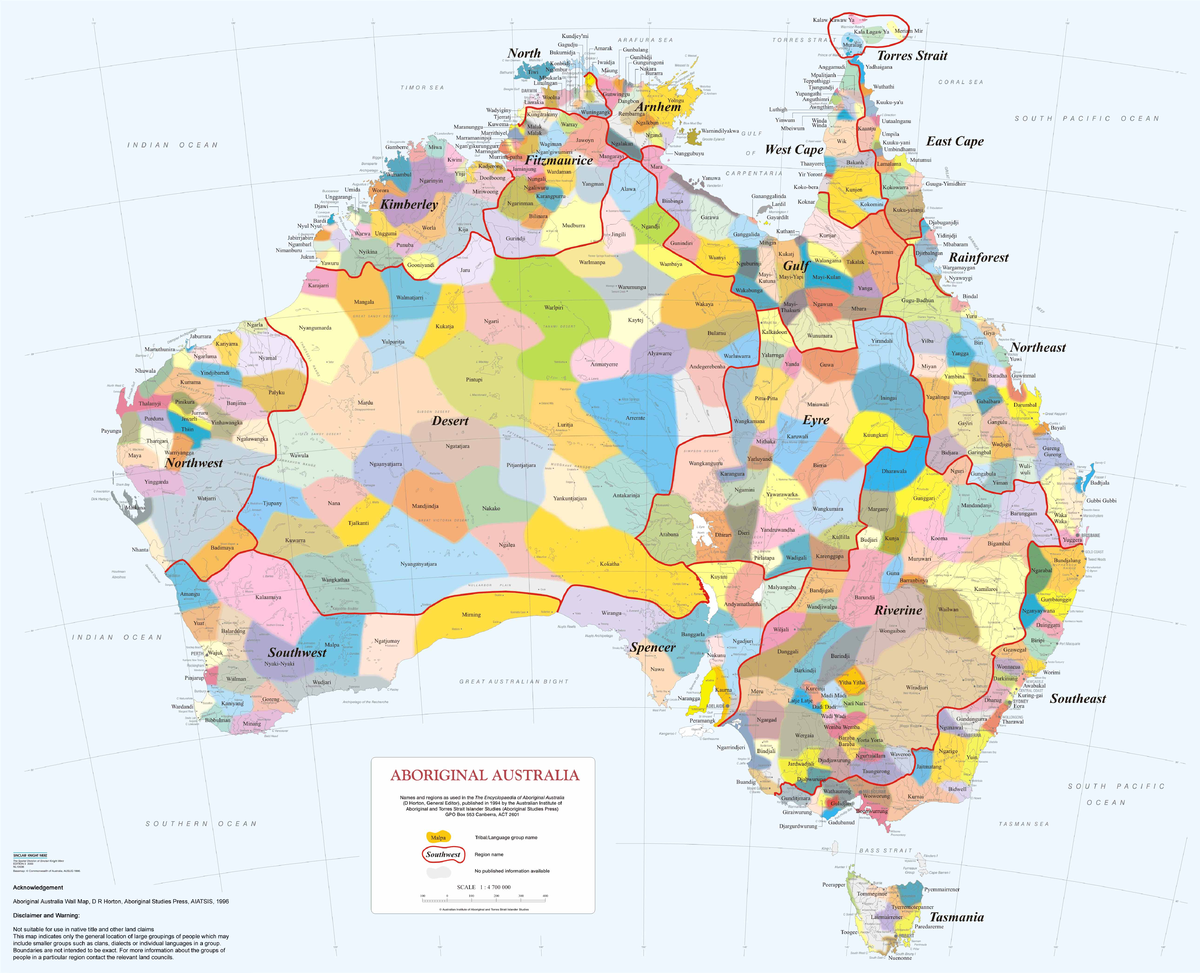 Aboriginal-australia-map - Kalaw Kawaw Meriam Mir ARAFURASEA TORRESSTRA ...