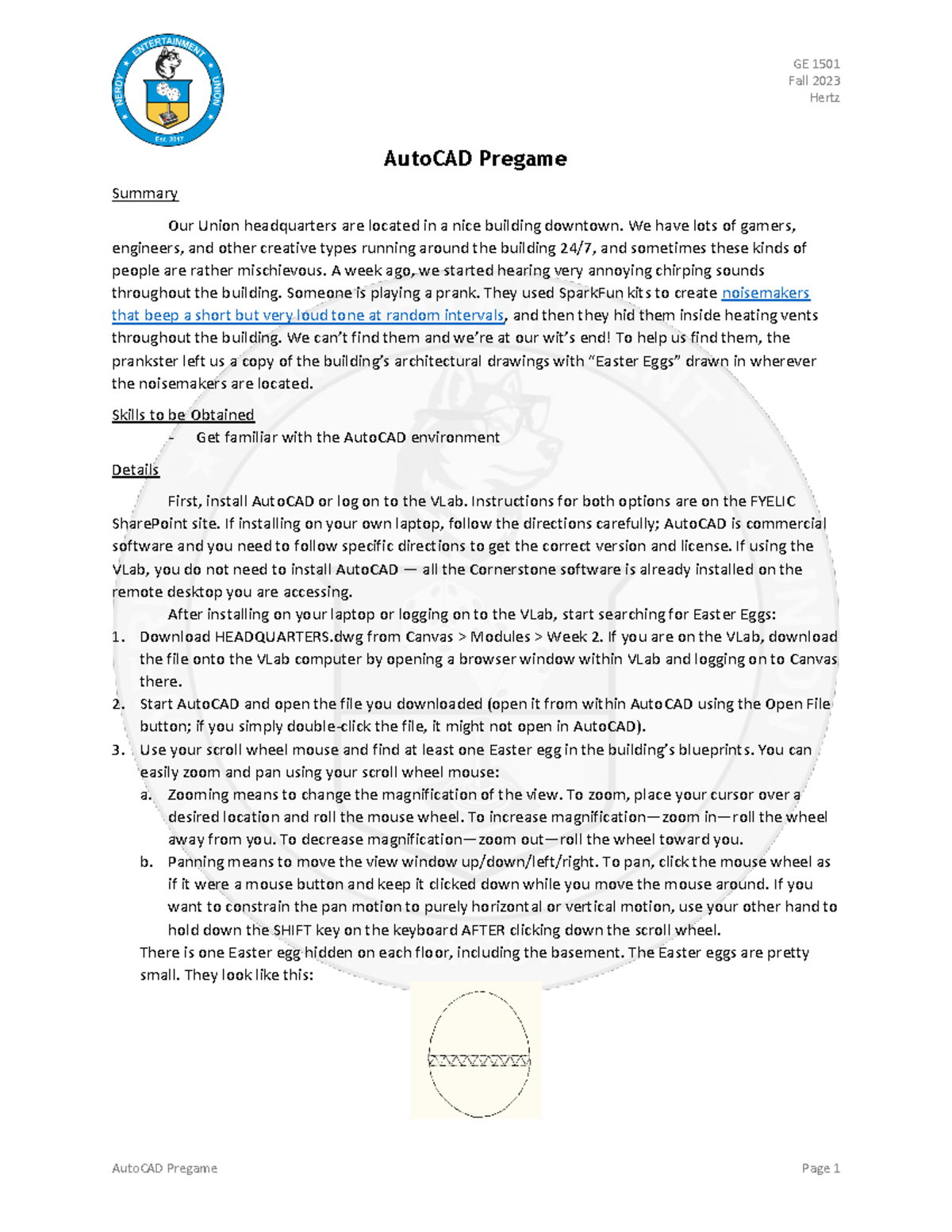 Auto CAD Pregame - downloading auto cad - GE 1501 Fall 2023 Hertz ...